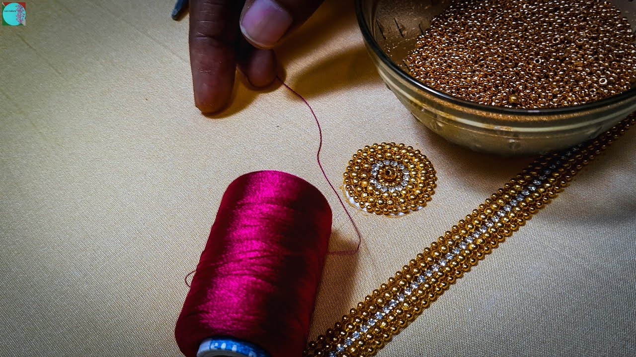 beautiful sleeve thread work using normal needle - YouTube