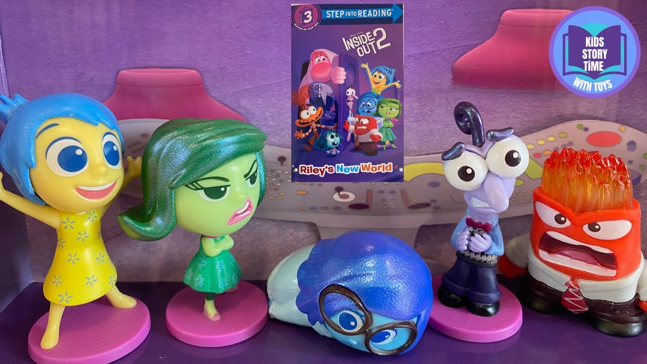INSIDE OUT 2 TOYS FIGURES READ ALONG ABOUT ANXIETY in RILEY'S NEW WORLD ...