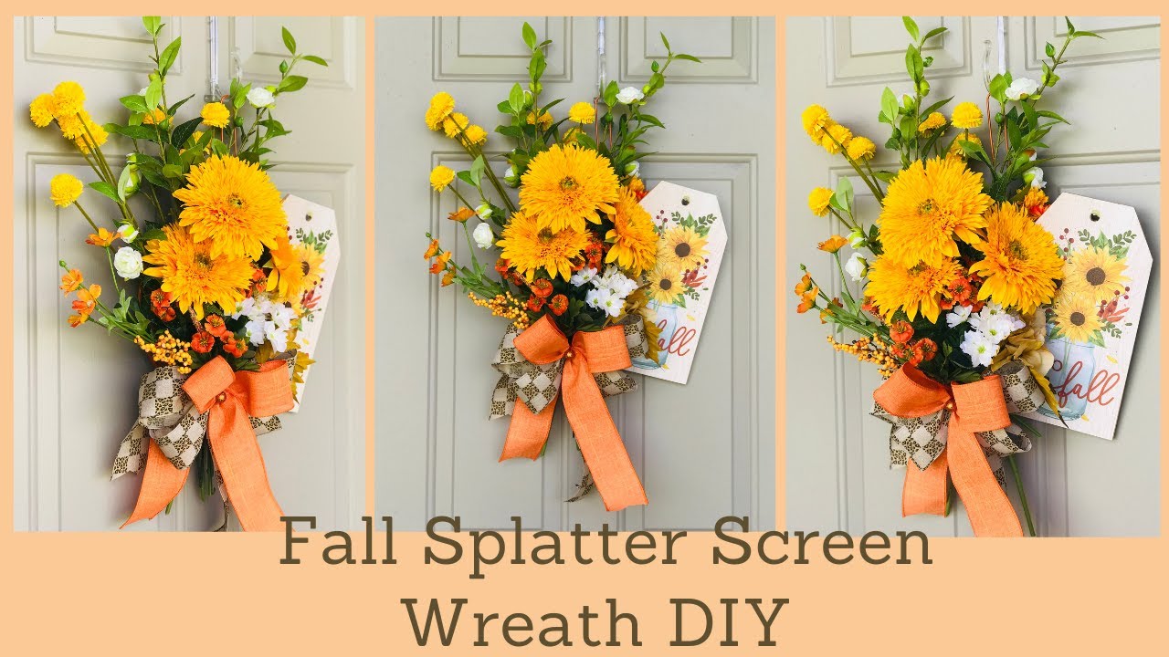 FALL 🌻SPLATTER SCREEN WREATH DIY EASY & INEXPENSIVE DOOR HANGER WALL ...