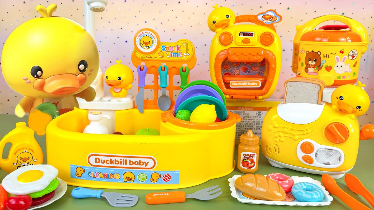 Satisfying with Unboxing Cute Duckie Kitchen Sink Set, Refrigerator ...