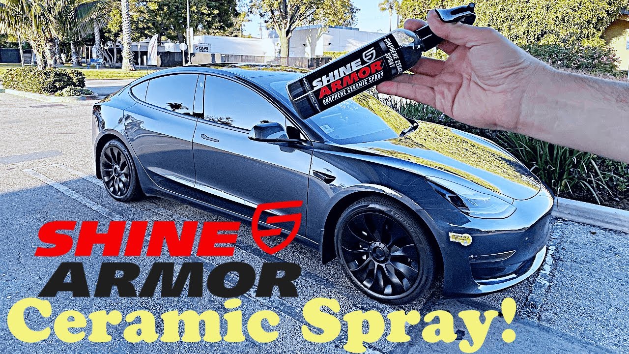 I treat my Tesla with Shine Armor Graphene Ceramic Spray! - YouTube