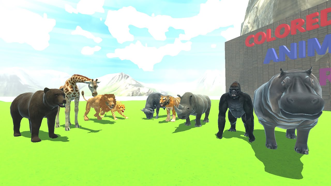 Wild Animals Speed Race | Cheetah, Hippo, Giraffe, Rhino, Gorilla, Lion ...