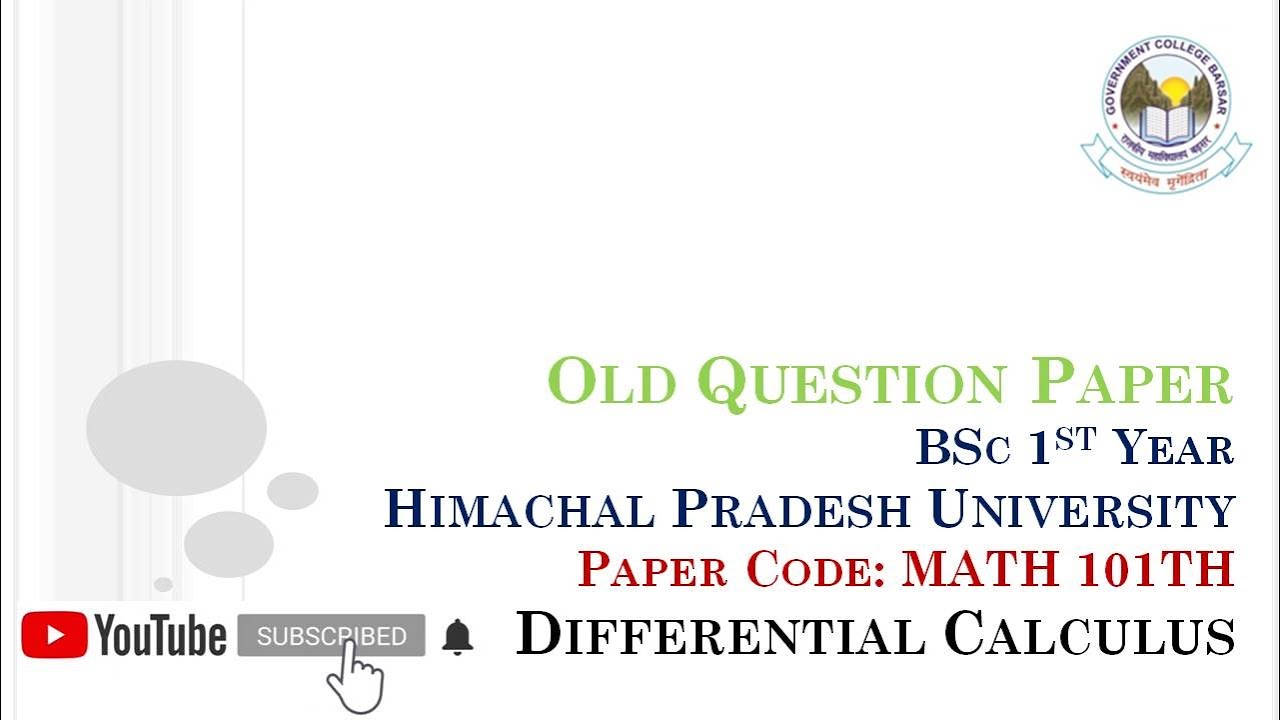 MATH 101TH BSc 1st Year Differential Calculus - YouTube