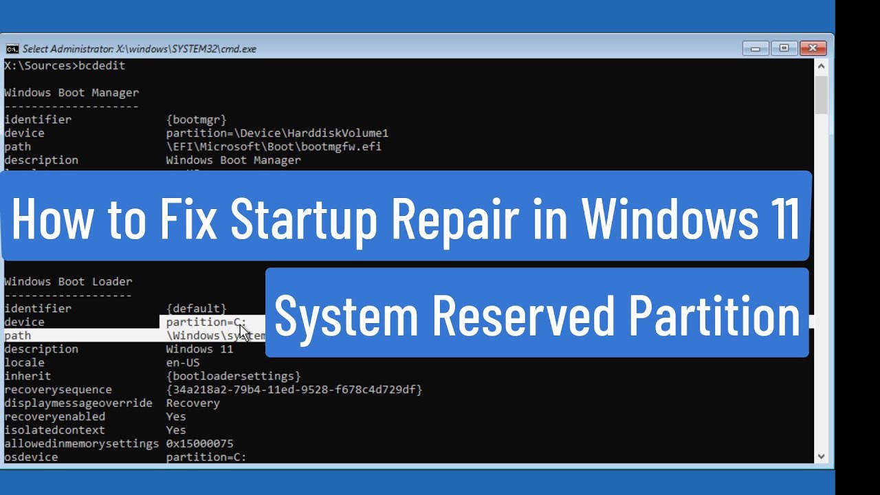 How to Fix Startup Repair in Windows 11 | System Reserved Partition ...