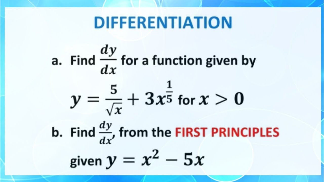 A level maths paper 1: Differentiation from the first principles # ...