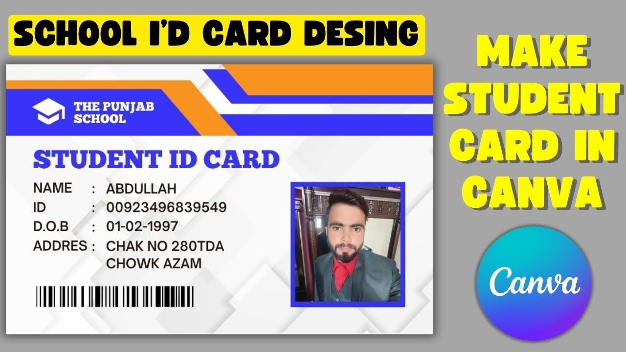 Student Card Design in Canva | Student Card kaise banaye | Student I'd ...