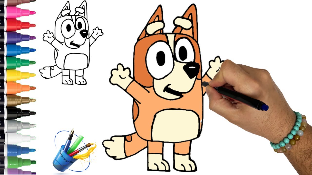 How To Draw Bingo (Bluey) | Dibuja y colorea a bingo Dibujos para niños
