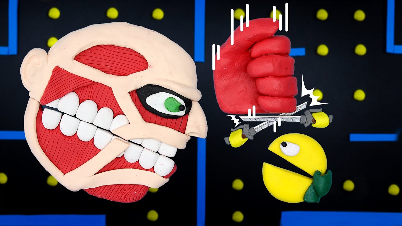Pacman Stop Motion | Mickey Transforms Into Monster Invading Pacman ...