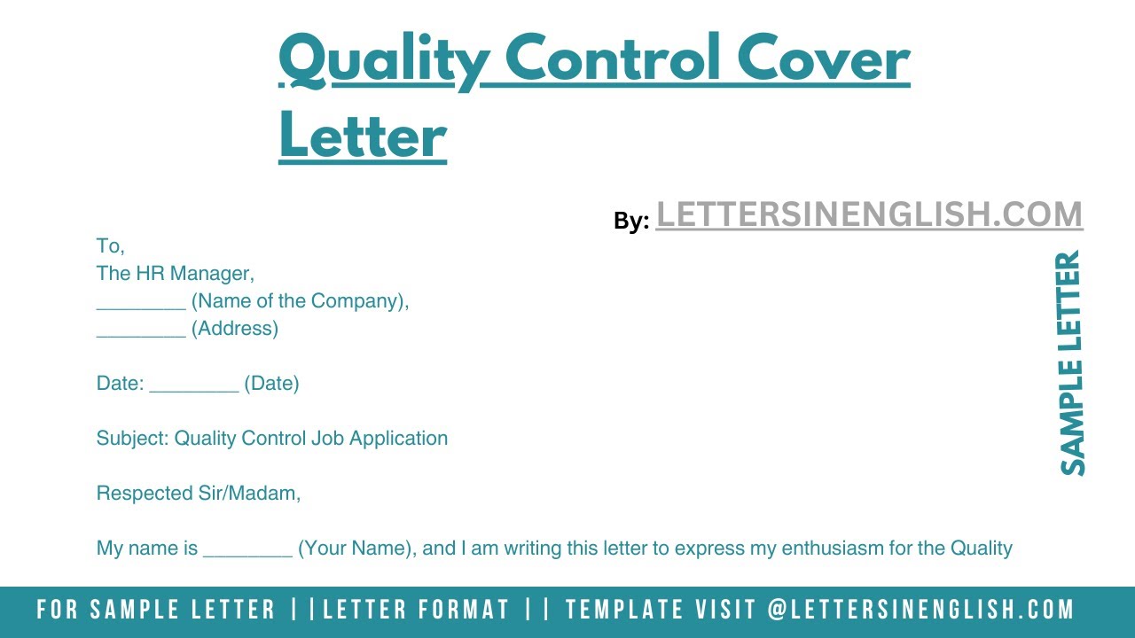 Quality Control Cover Letter - Cover Letter for Experienced Quality ...