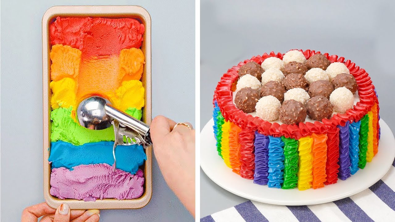 Creative And Satisfying Rainbow Cake Decorating Ideas For Family | Cake ...