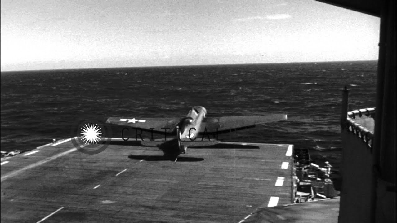 Navy Grumman F4F aircraft in landing incidents on USS Makassar Strait ...