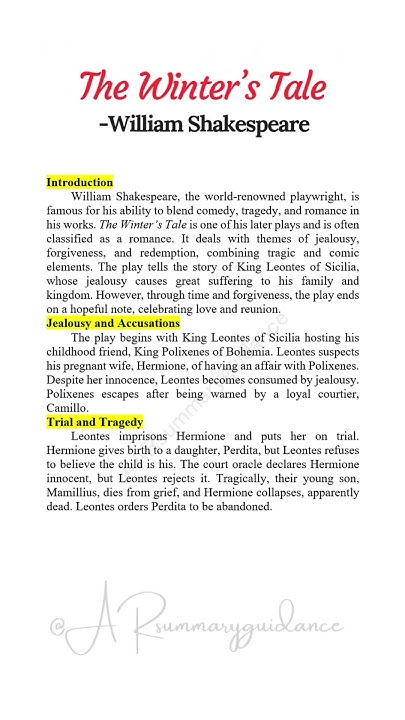The Winter’s Tale-Shakespeare|Instant Essay for Exam success # ...