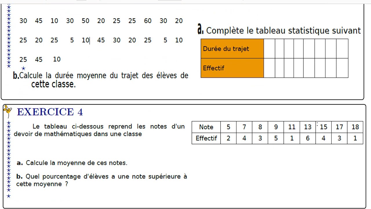 correction de série n° 7 statistique- 2 année collège biof- maths - YouTube