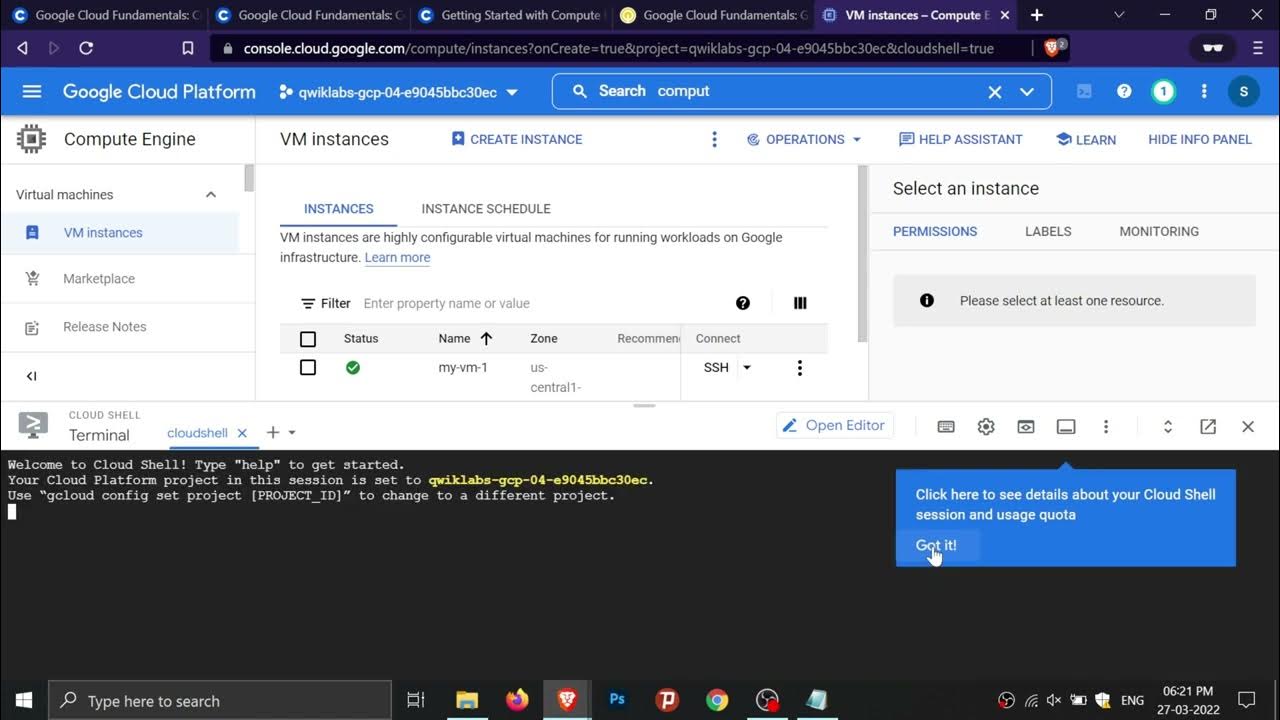 Google Cloud Fundamentals Getting Started with Compute Engine | Qwiklabs - YouTube