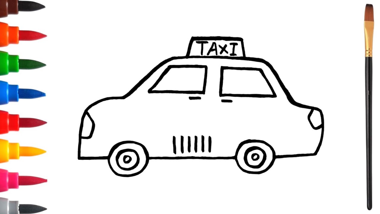 How To Draw A Taxi Car For Kids - YouTube