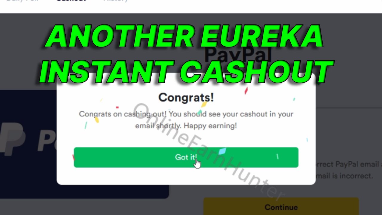 Another Eureka Instant Cashout Tutorial - YouTube