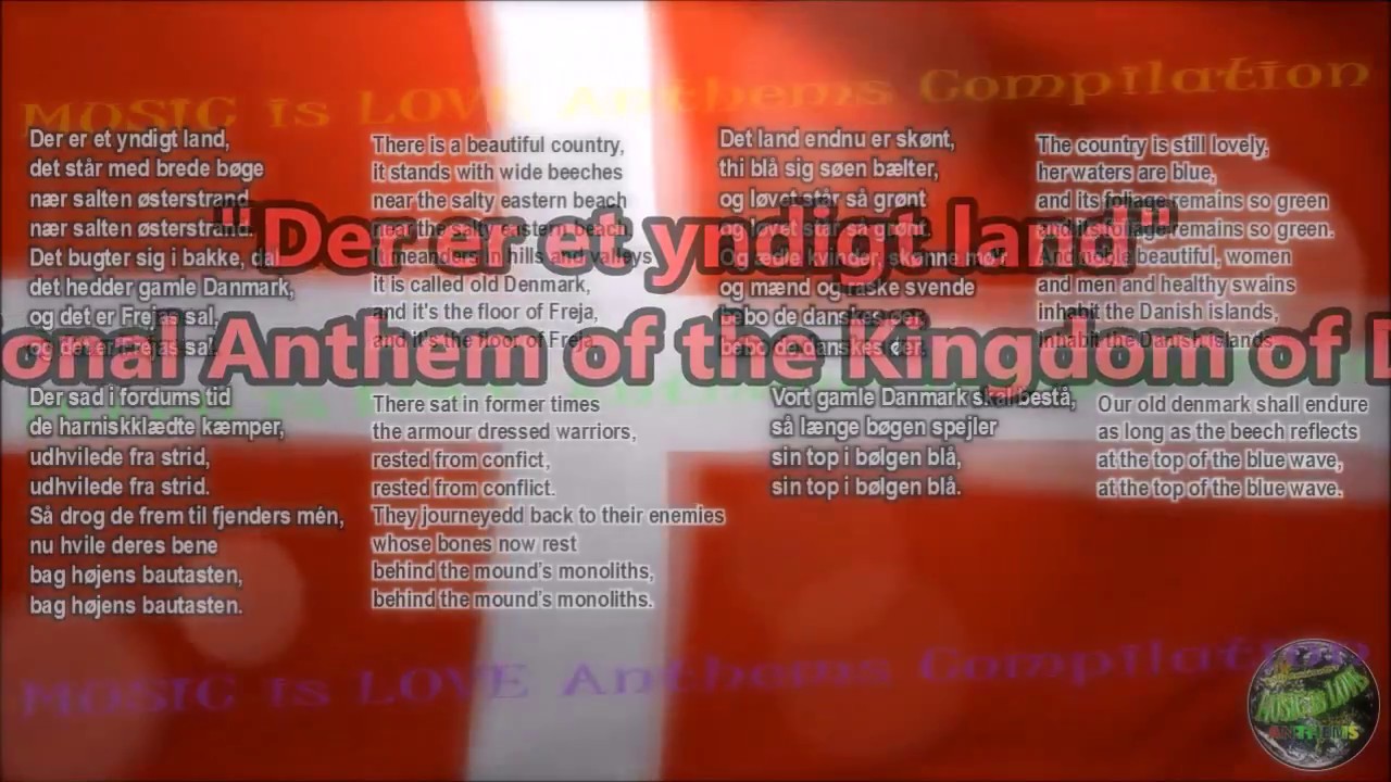Denmark National Anthem with music, vocal and lyrics Danish w/English ...