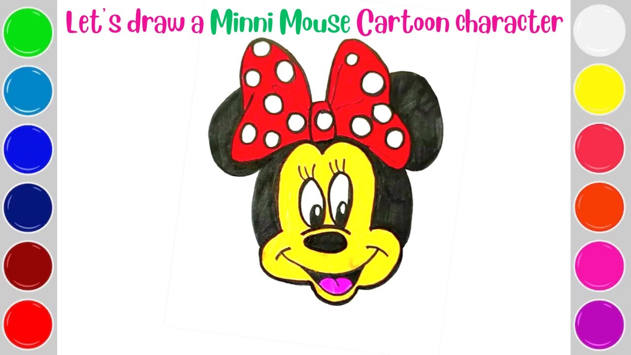 Draw and color Minni mouse | How to draw and color cartoon character ...