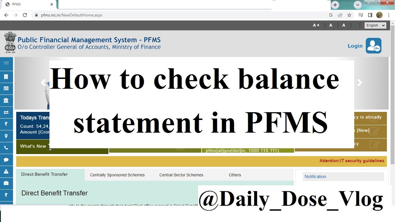 Balance Statement PFMS, Balance check history - YouTube