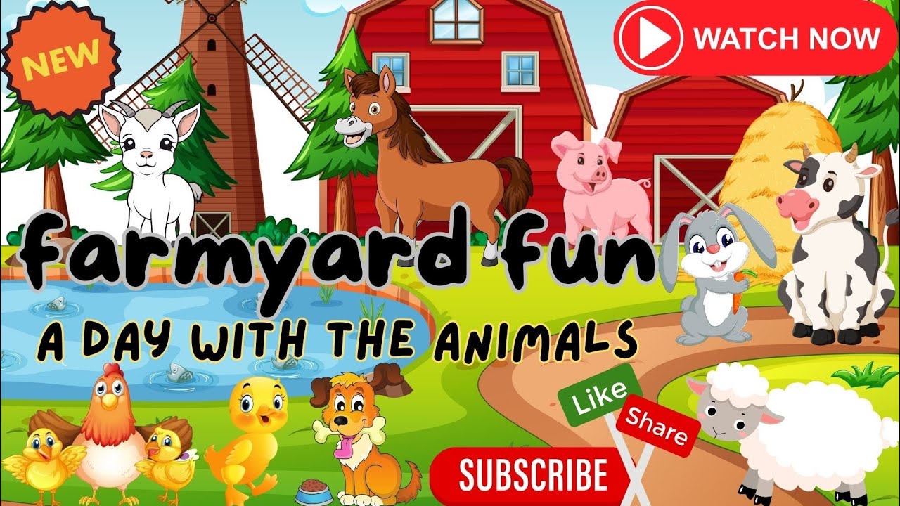 FARMYARD FUN : A day with the Animals 🐴🐐🐏🐖🐇🐂 - YouTube