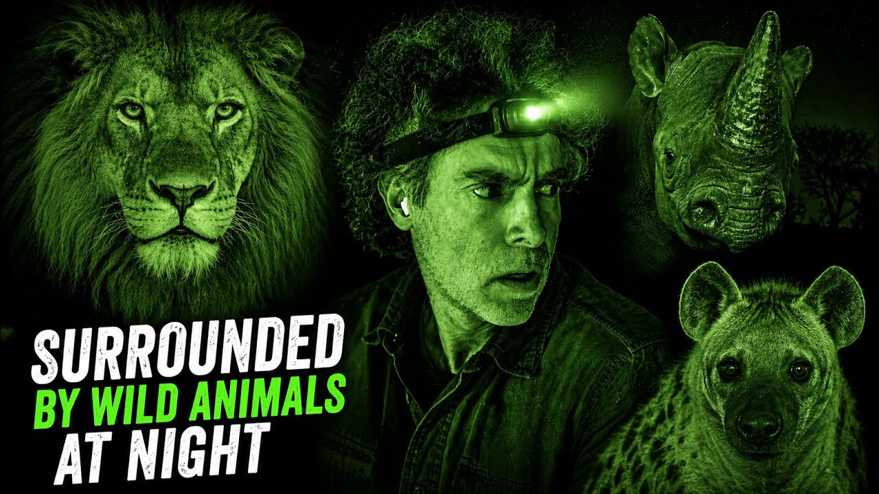 African wildlife at night – infrared field observation (lions ...