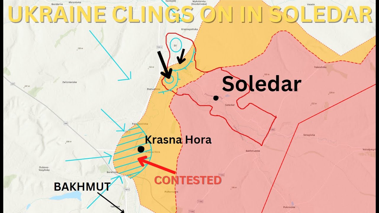 UKRAINE WAR MAP | Ukrainian Troops still present in Soledar Western ...