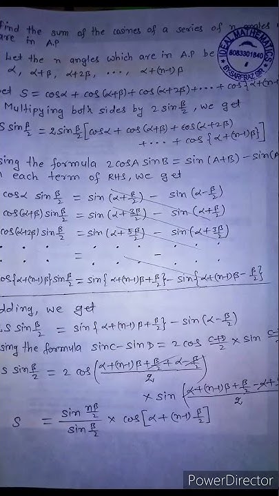 sum of cosine series whose angles are in AP#bscmaths #shortvideo - YouTube