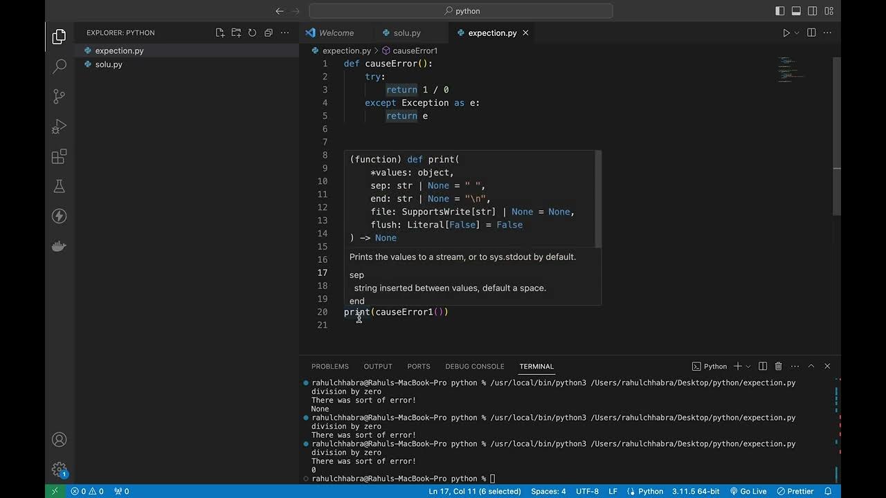Try Exception Class in Python - YouTube