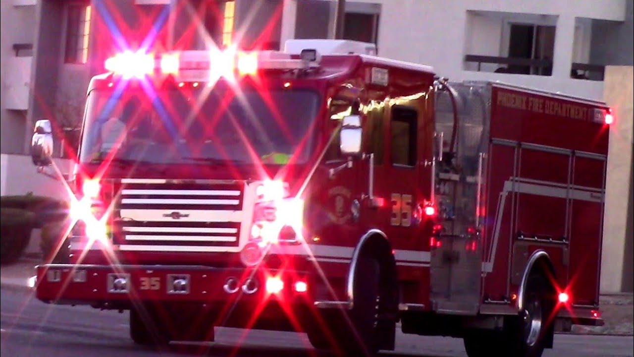 Phoenix Fire Dept. Engine & Rescue 35 Responding - YouTube
