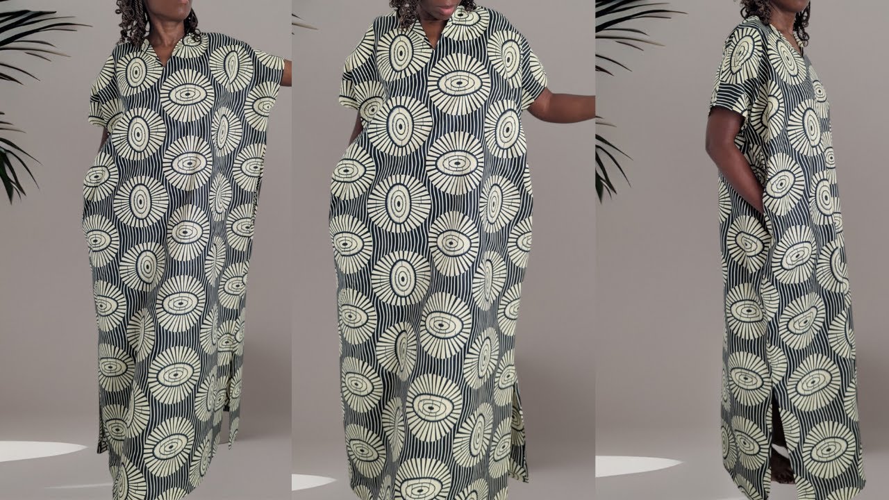 How to Sew a Simple Kaftan / Maxi Dress | Easy No-Pattern DIY - YouTube