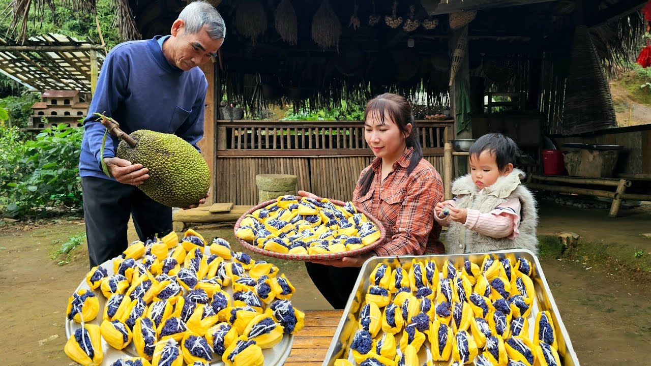 Small family: Process of making delicious jackfruit sticky rice ...