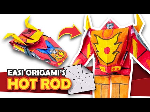HOT ROD Transformers, but with paper | How to make an Origami Paper Toy