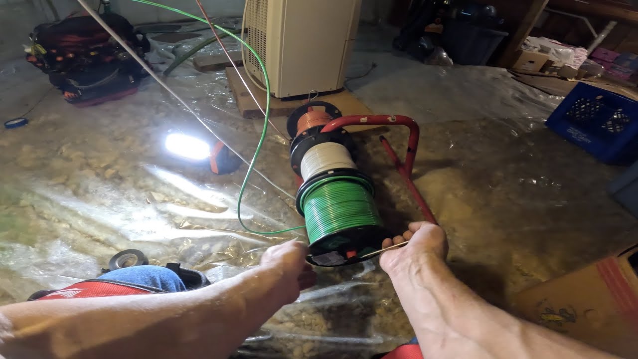 Pulling Wire In A Crawl Space And Wiring Lights In - YouTube