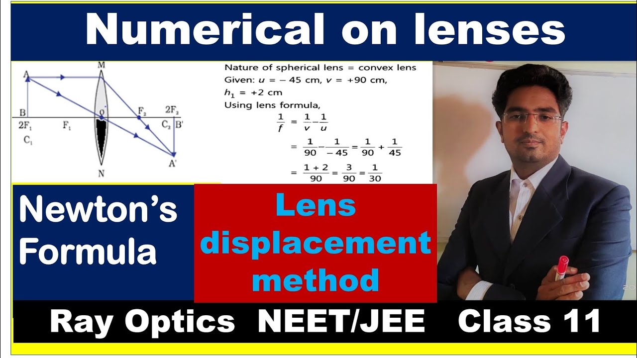 L-17. Newton's formula & Lens displacement method. Numericals on lenses ...
