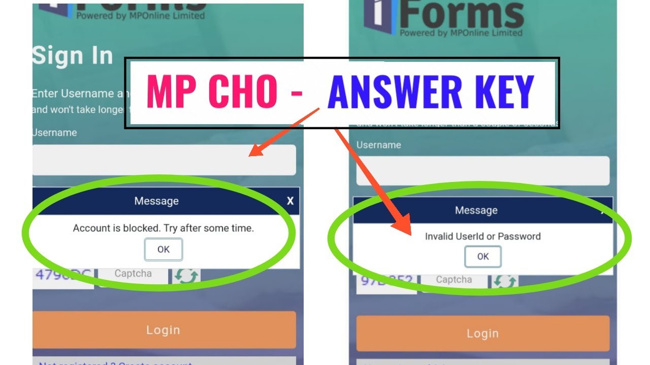 MP NHM CHO - ANSWER KEY - ACCOUNT BLOCK हो गया ? USERNAME PASSWORD ...