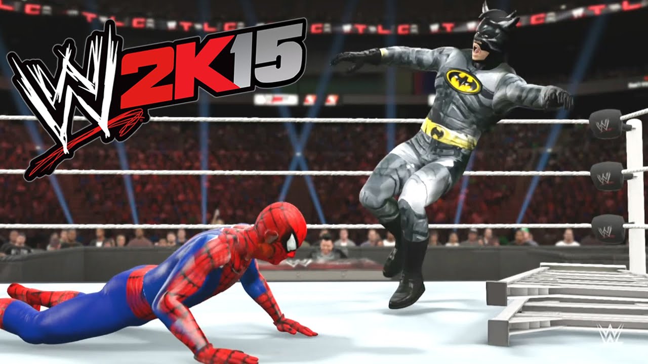 WWE 2K15 - BATMAN VS Spider Man - TLC MATCH - YouTube
