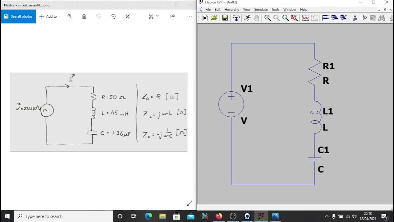 RLC circuit series resonance - LTSpice simulation - YouTube