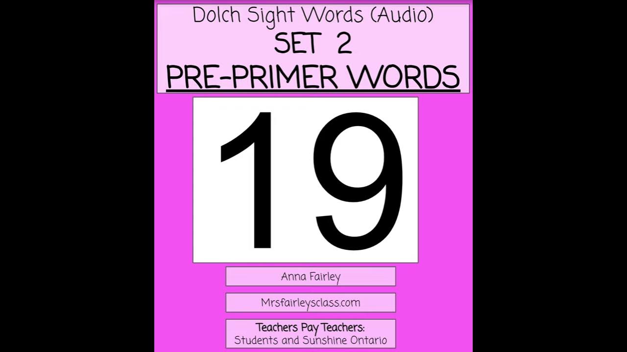 Dolch Pre-Primer Set 2: Word #19 - YouTube