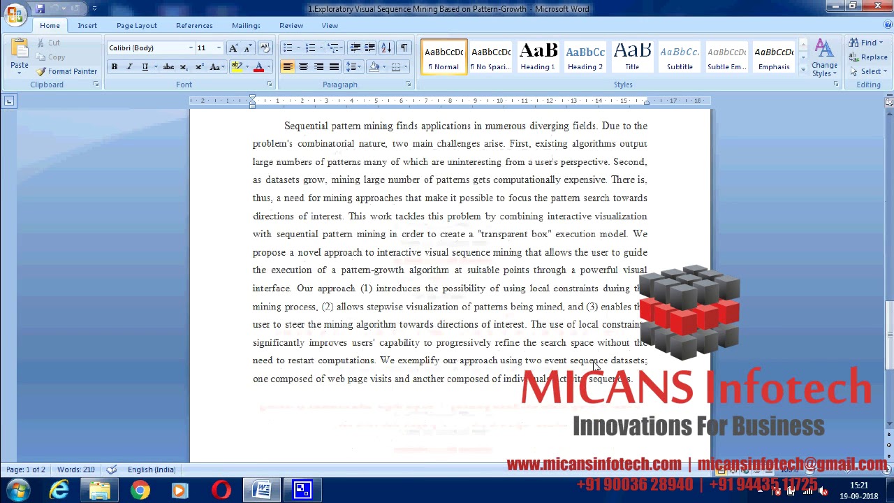 Exploratory Visual Sequence Mining Based on Pattern Growth- IEEE PROJECTS 2018 - YouTube