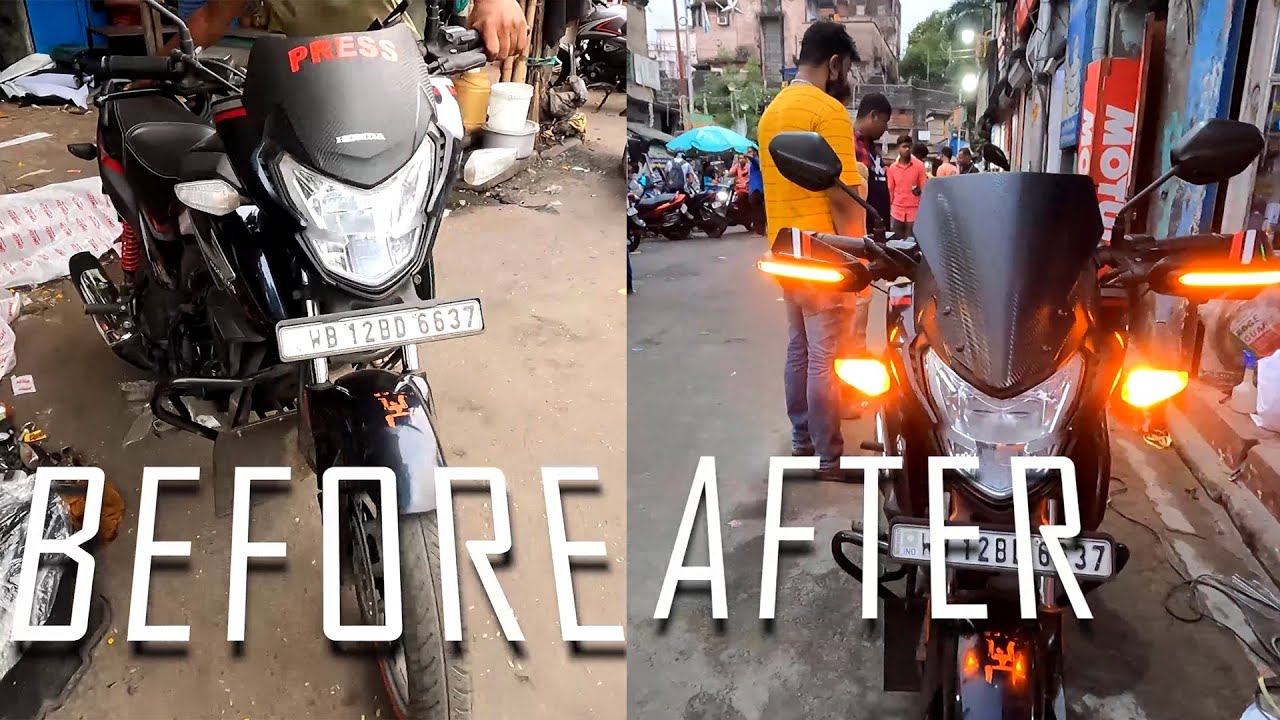 Honda Shine SP 125 modification | Windshield and Knuckle Guards - YouTube