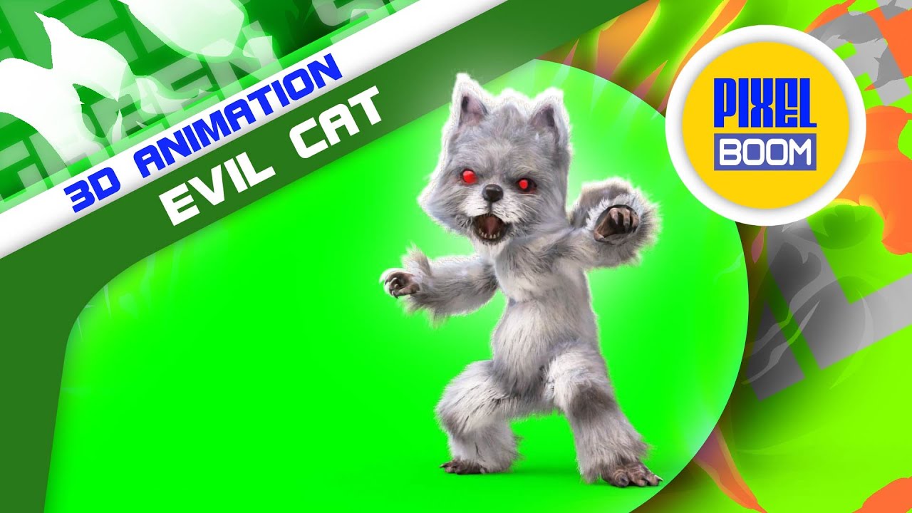 Evil Humanoid Cat Green Screen 3D Animation PixelBoom - YouTube