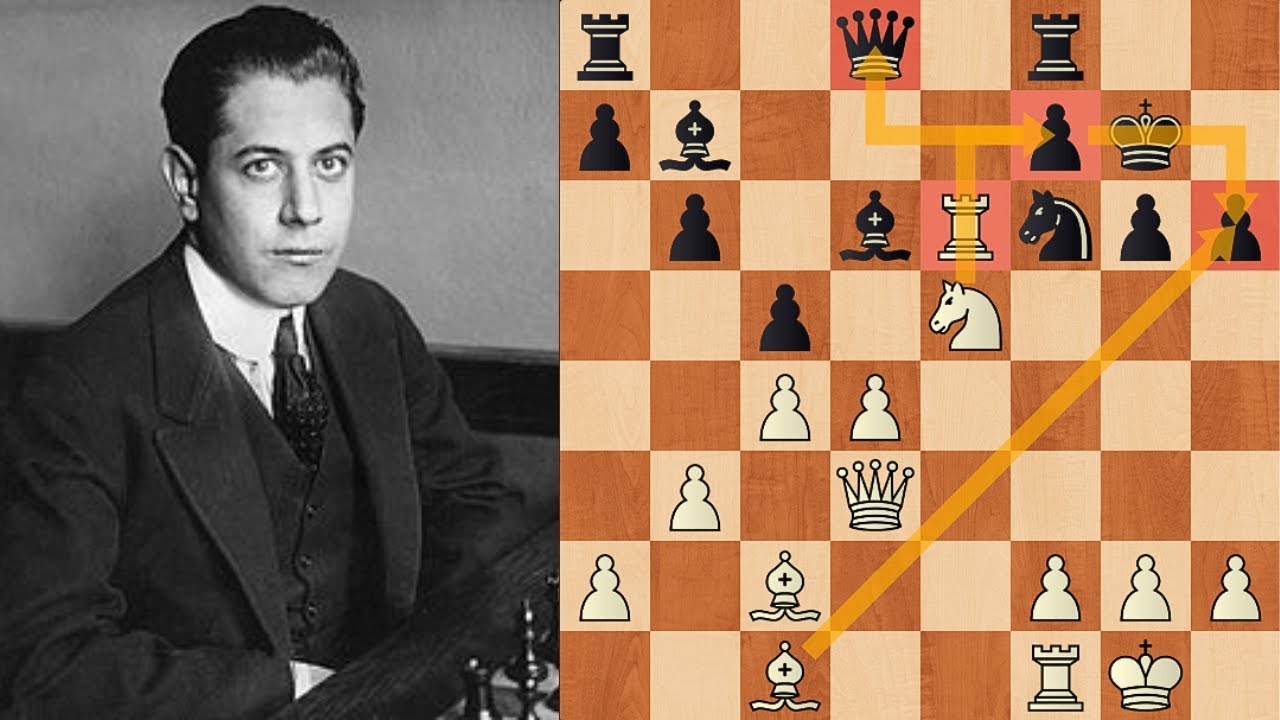 Rook & Bishop Sacrifice | Capablanca Vs Jaffe C Chess Game | Jose Raul ...