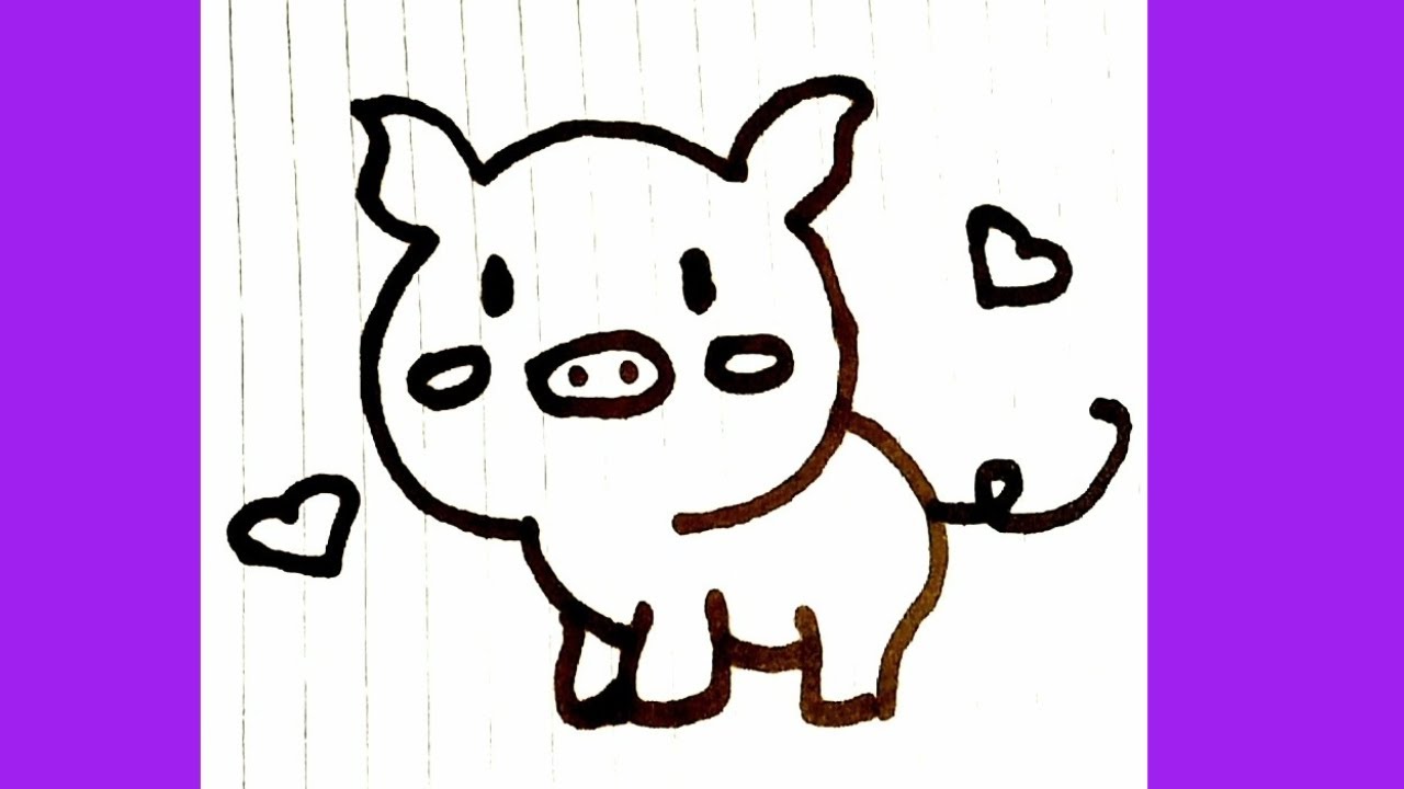 Easy Pig Drawing Step By Step | Drawing for kids - YouTube
