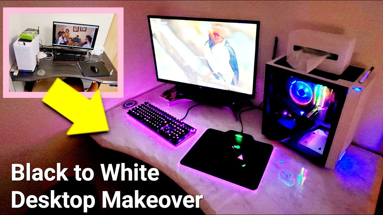【DIY】DESKTOP MAKEOVER! How I Made Desktop White And Pretty #makeover # ...