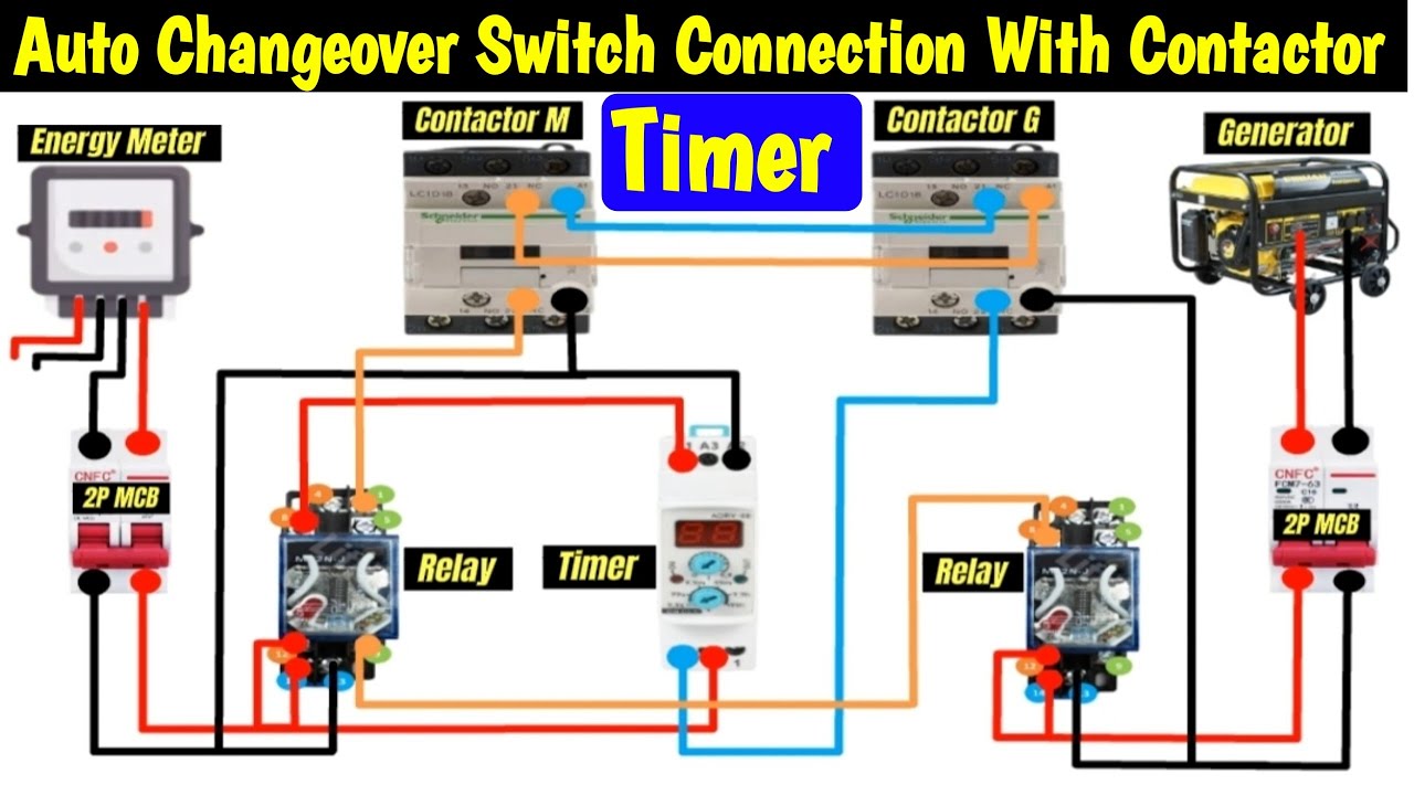 how to Wire an Auto Changeover Switch Connection with Contactor and ...