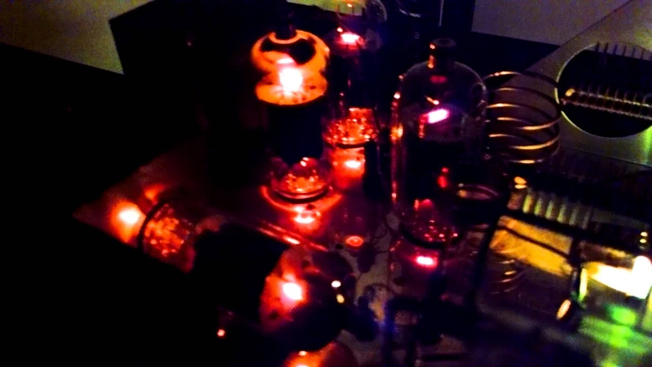 Old AM Tube transmitter at night - YouTube