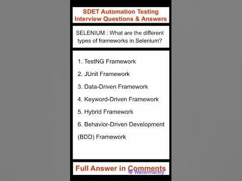 SELENIUM : What are the different types of frameworks in Selenium? SDET ...