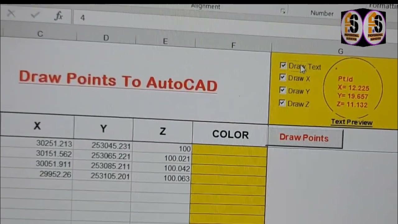 How To Import Coordinate With Numbers And Elevation In Autocad With One Click Excel To