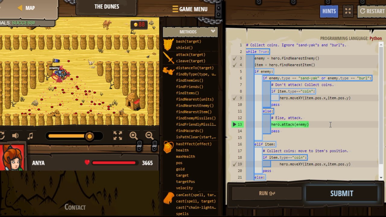 The Dunes Codecombatpython Youtube