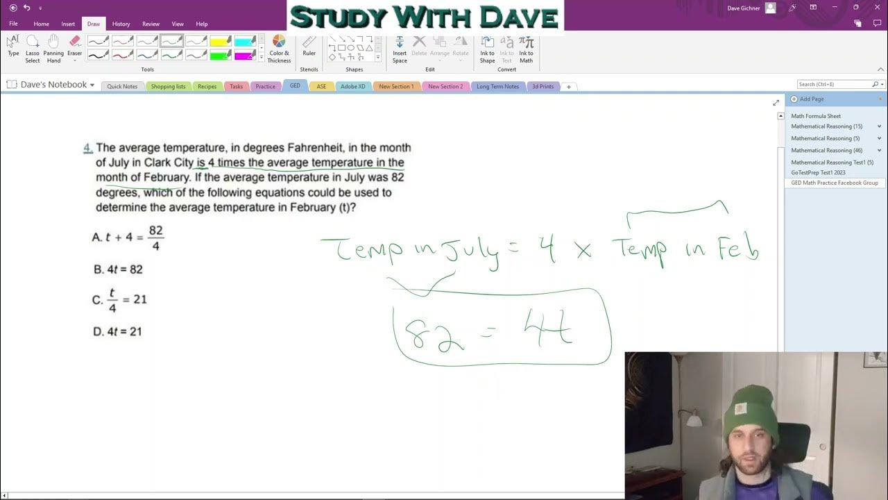 GED Practice - Convert Word Problem into Equation - YouTube